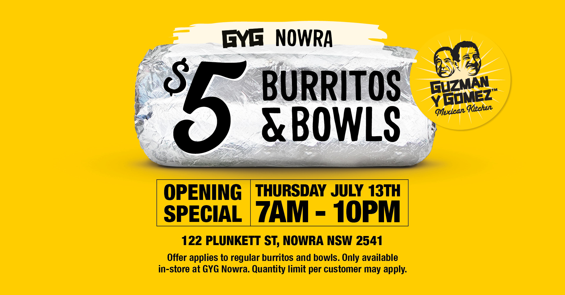 WELCOME GYG NOWRA WITH $5 BURRITOS & BOWLS - GYG Mexican Kitchen