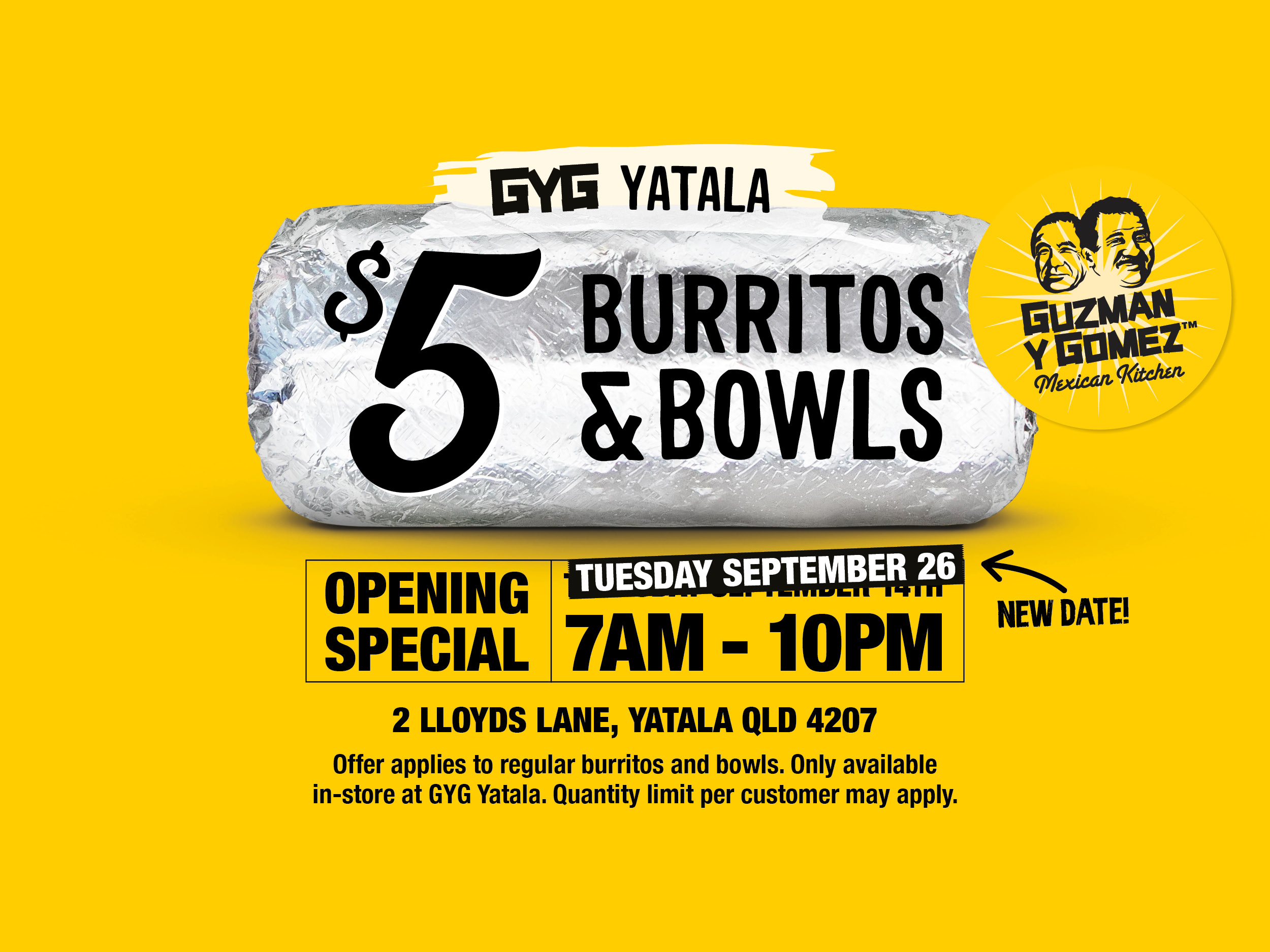 GYG YATALA $5 Opening Day | Guzman y Gomez