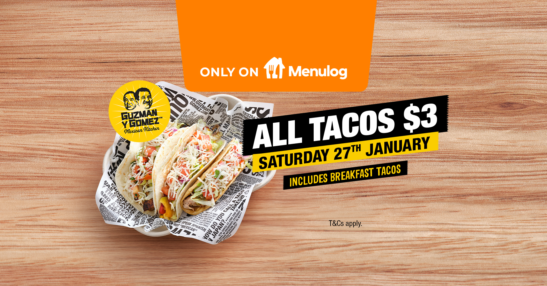 GYG Tacos for $3 on Menulog | Guzman y Gomez