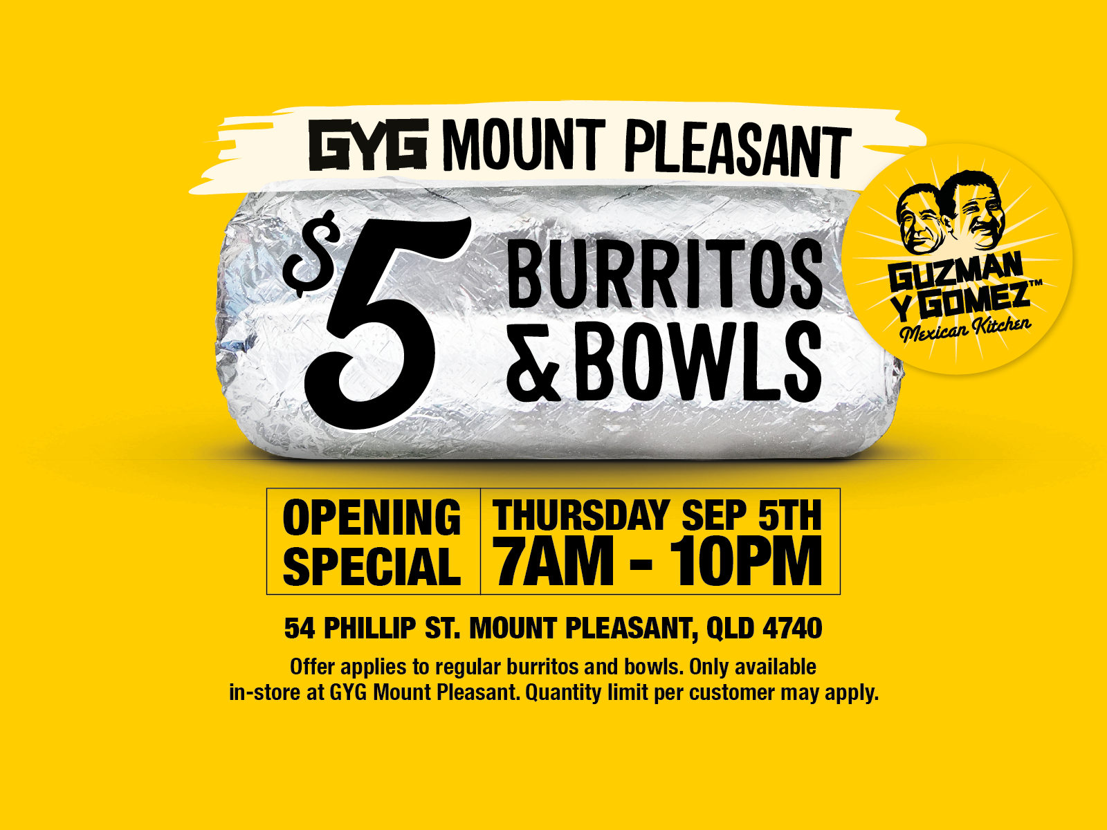 WELCOME GYG MOUNT PLEASANT WITH $5 BURRITOS & BOWLS - GYG Mexican Kitchen