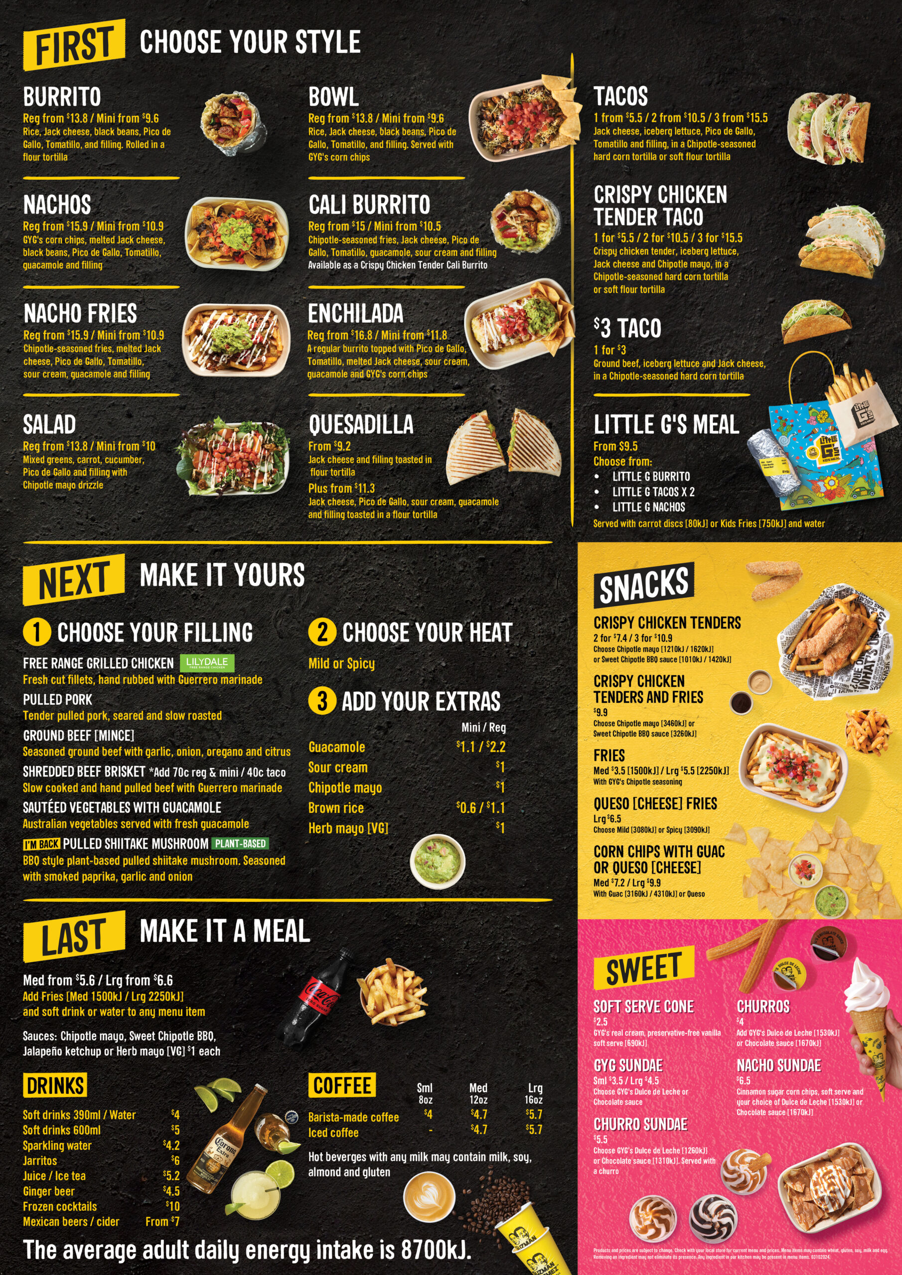 Breakfast or Lunch/Dinner Menu | Guzman y Gomez