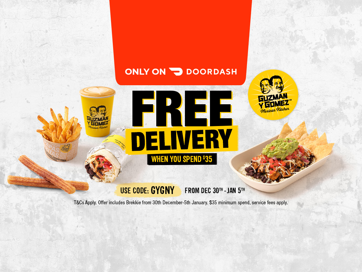 New Year's Free Delivery on DoorDash | Guzman y Gomez