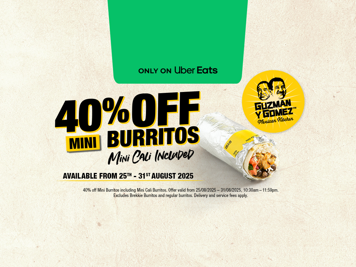 40% OFF MINI BURRITOS, INCL. CALIS ON UBER EATS!!! - GYG Mexican Kitchen