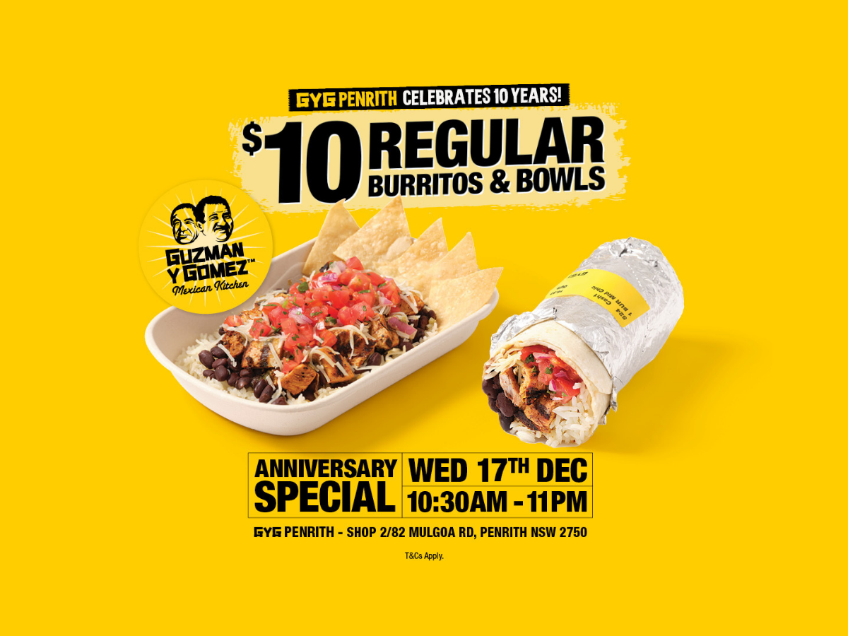 $10 BURRITOS AND BOWLS AT GYG PENRITH! - GYG Mexican Kitchen
